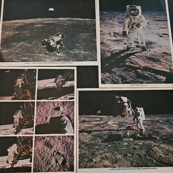 Vintage | Art | Vintage Moon Landing Prints On Linen Texture Paper Set ...